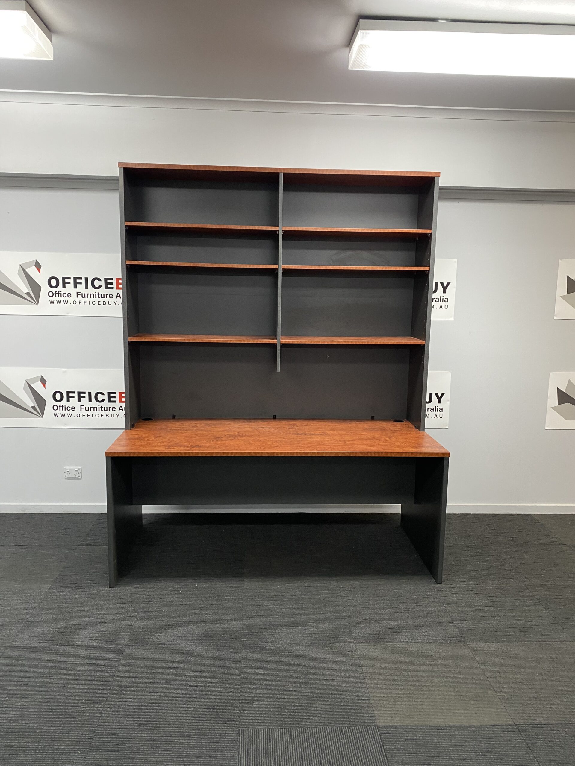 Second Hand Desk with Hutch-Wild Birch and Ironstone-1760mm x 800mm ...