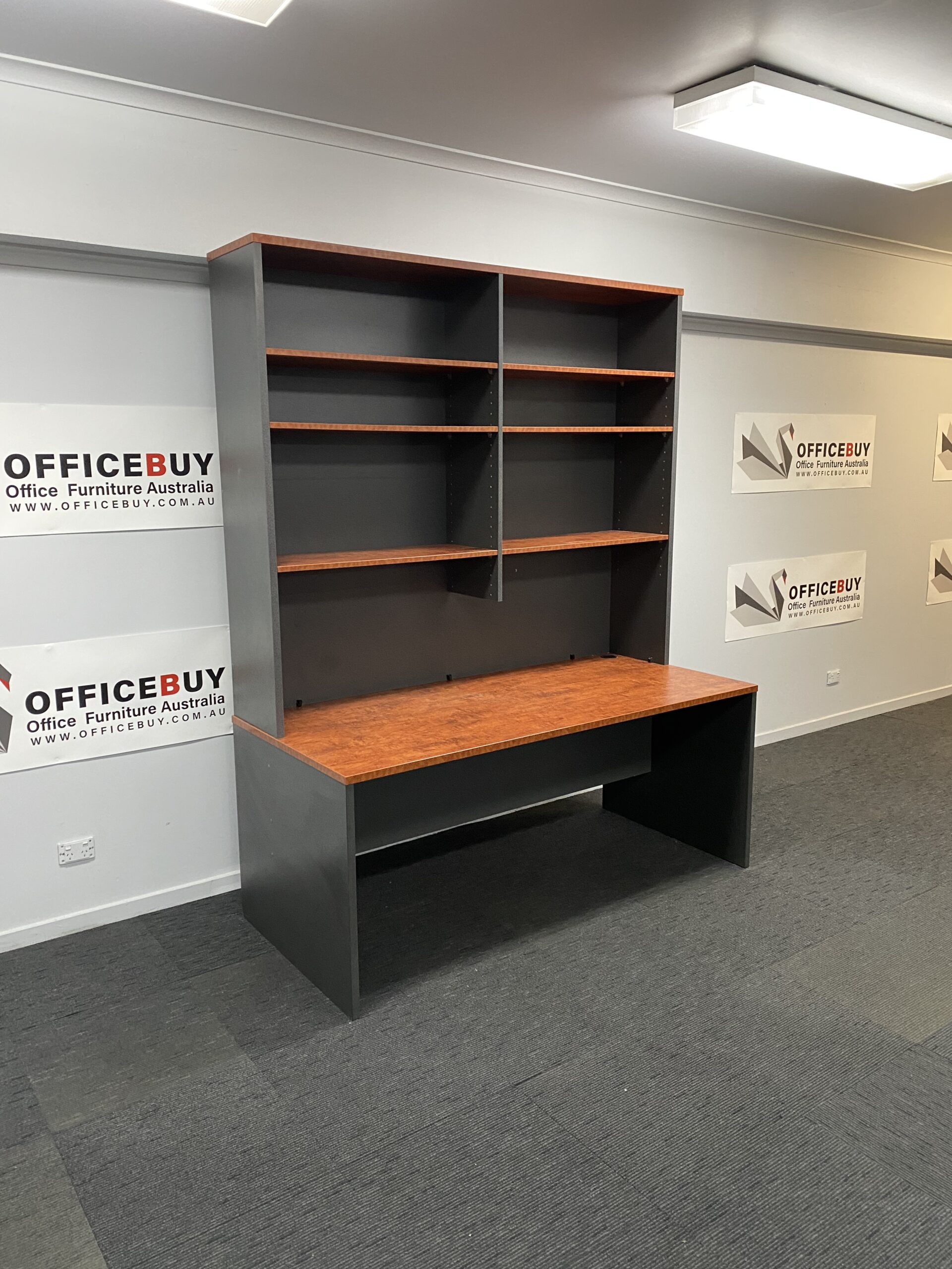 Second Hand Desk with Hutch-Wild Birch and Ironstone-1760mm x 800mm ...